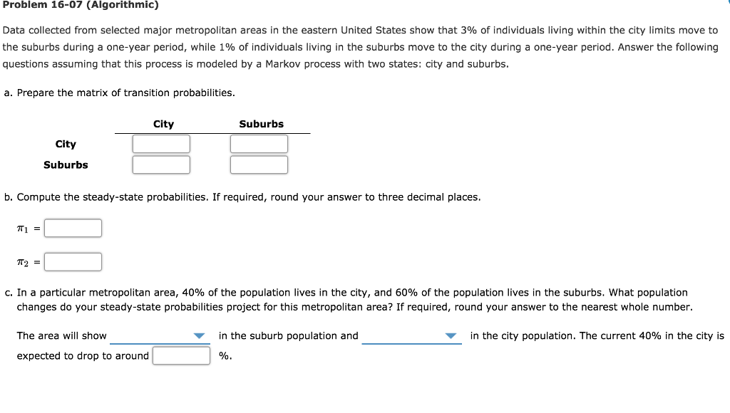 Solved Problem 16-07 (Algorithmic) Data collected from | Chegg.com