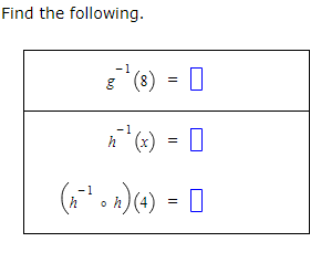 Solved The one-to-one functions g and h are defined as | Chegg.com