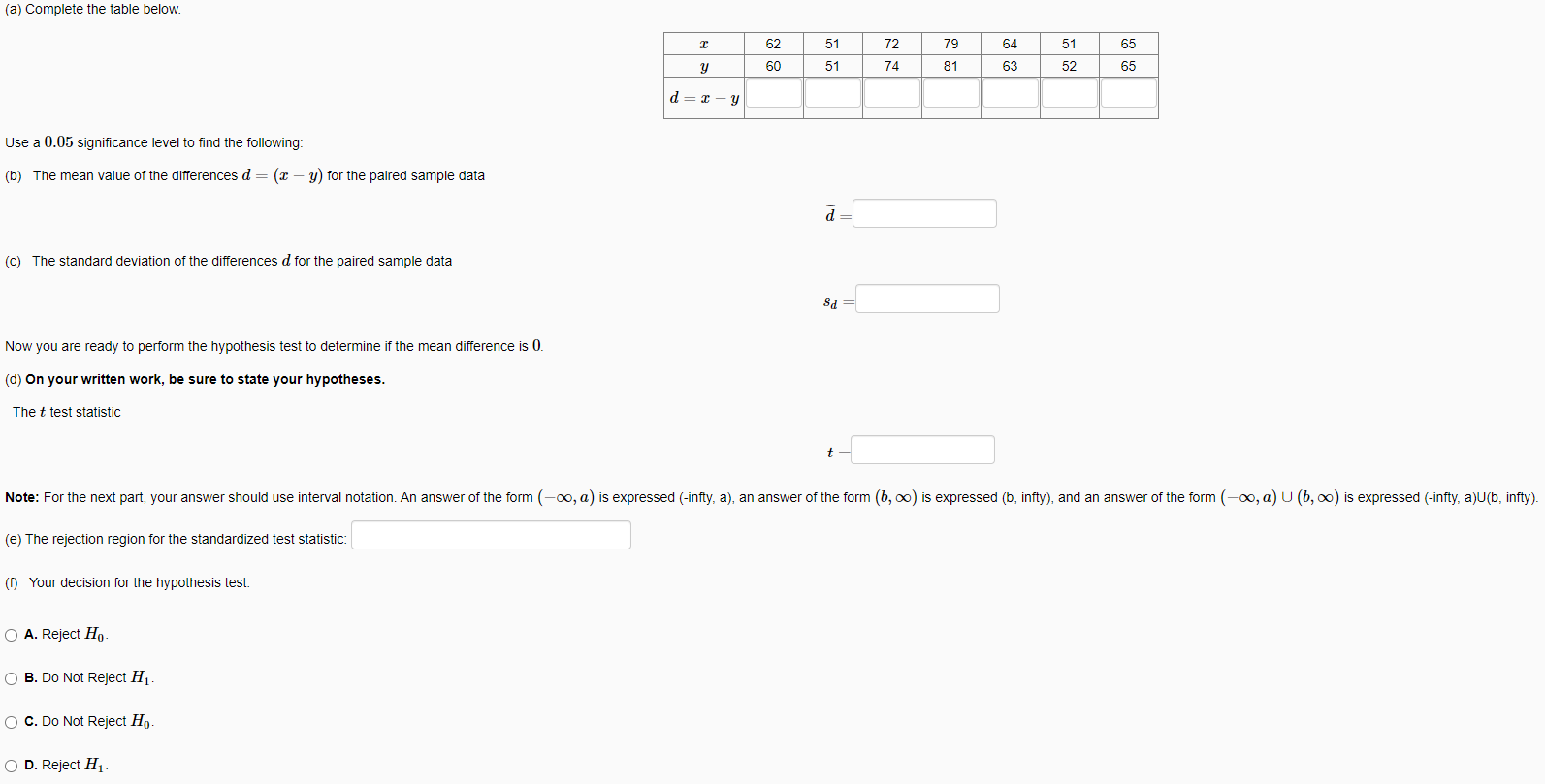 Solved (a) Complete the table below. Use a 0.05 significance | Chegg.com