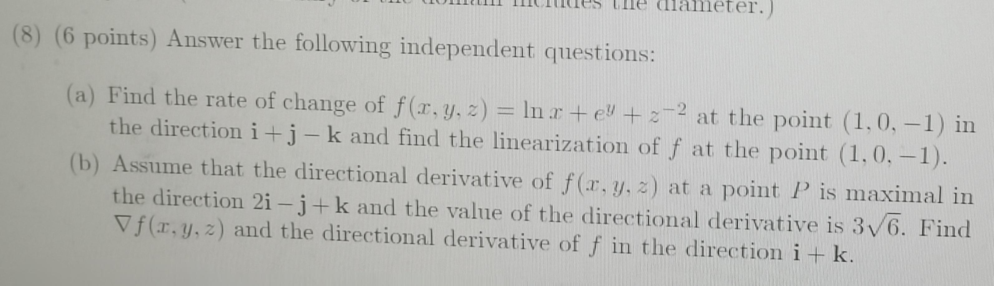 Solved 8) (6 points) Answer the following independent | Chegg.com