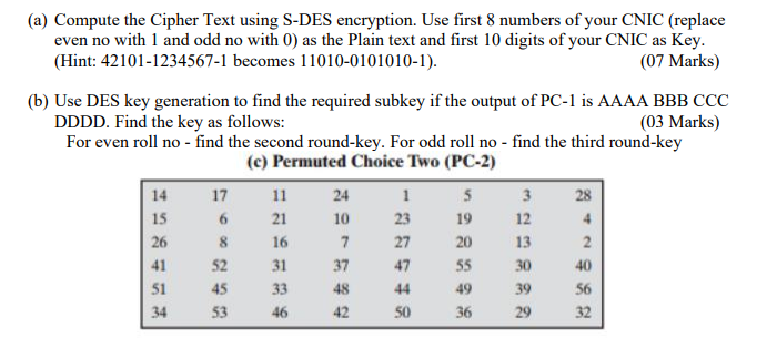 Solved (a) Compute the Cipher Text using S-DES encryption. | Chegg.com