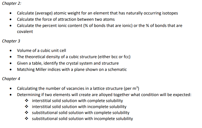 Solved For Material Science, I need some equations and | Chegg.com