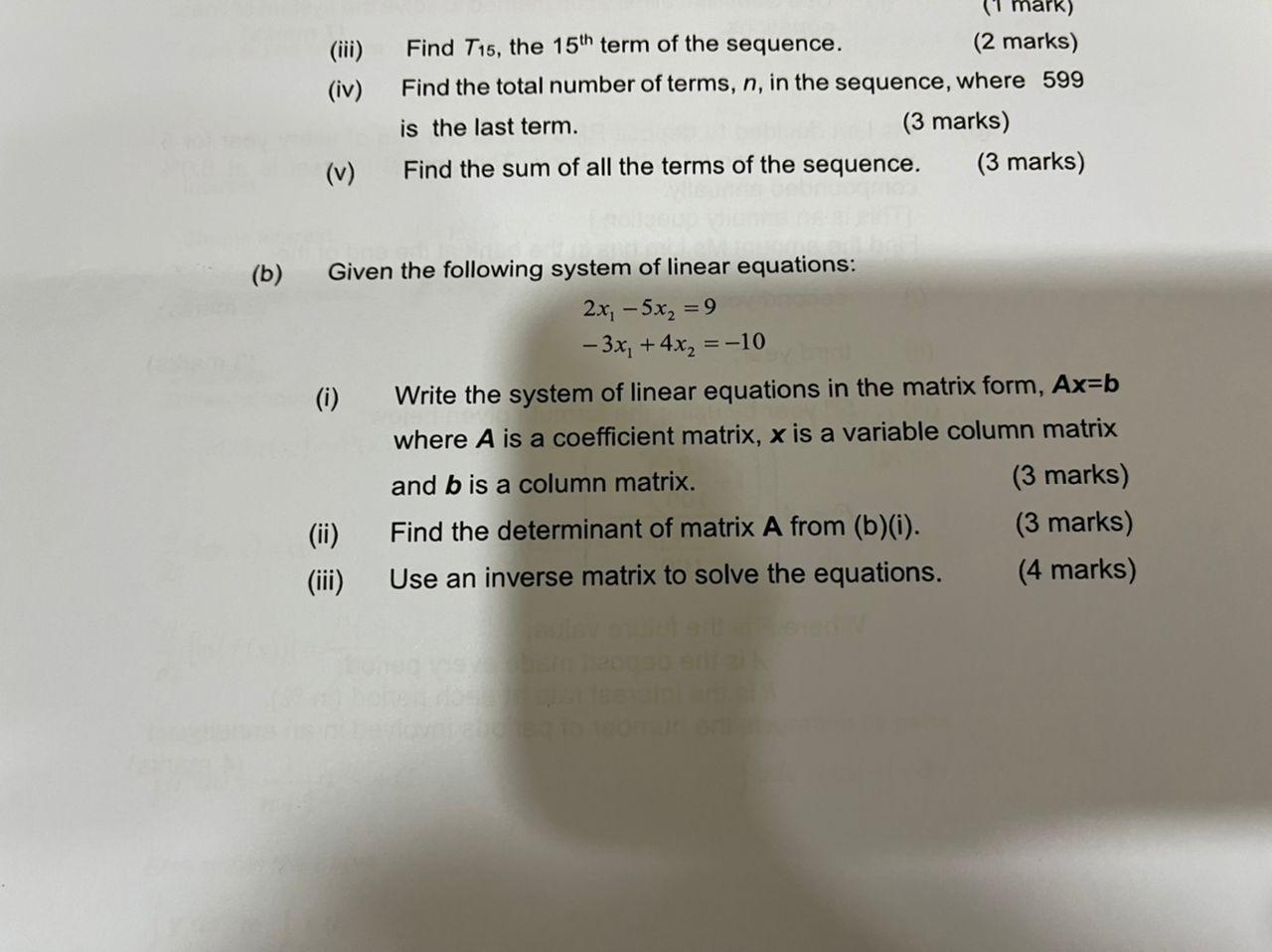 Solved (iii) Find T15, the 15th term of the sequence. (2 | Chegg.com