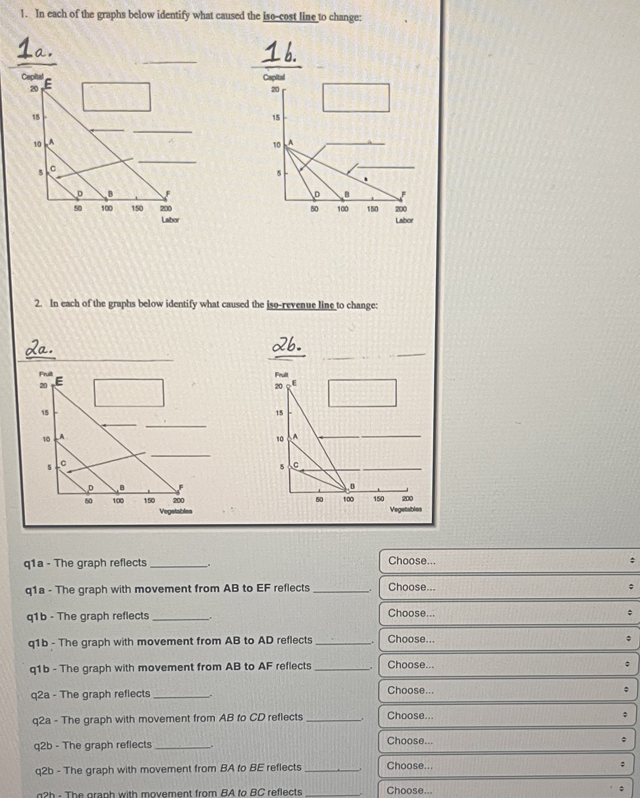 Solved 1. In each of the graphs below identify what caused | Chegg.com