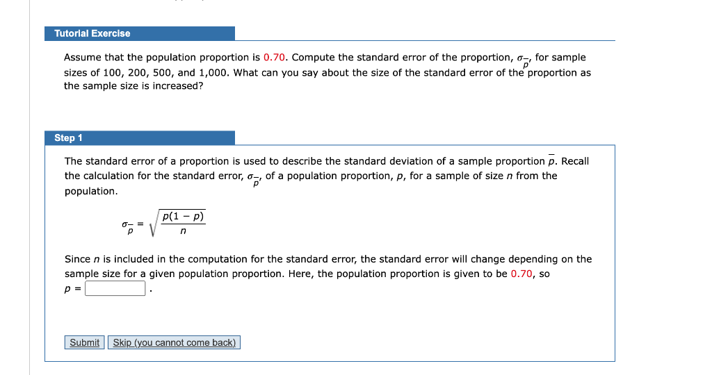Solved Tutorial Exercise Assume that the population | Chegg.com