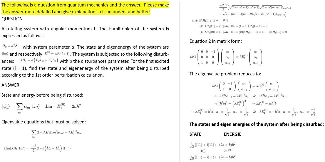 Solved The following is a question from quantum mechanics | Chegg.com