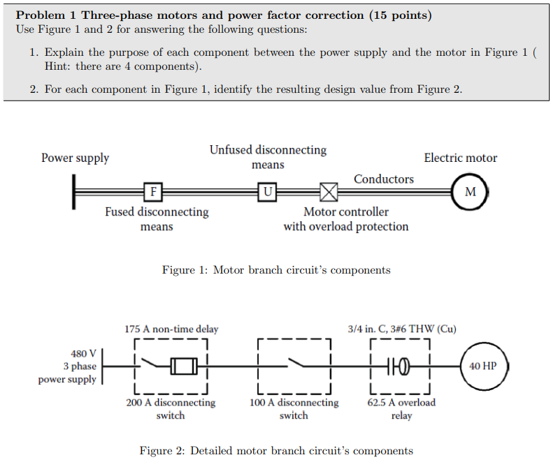 Solved Problem 1 Three-phase motors and power factor | Chegg.com
