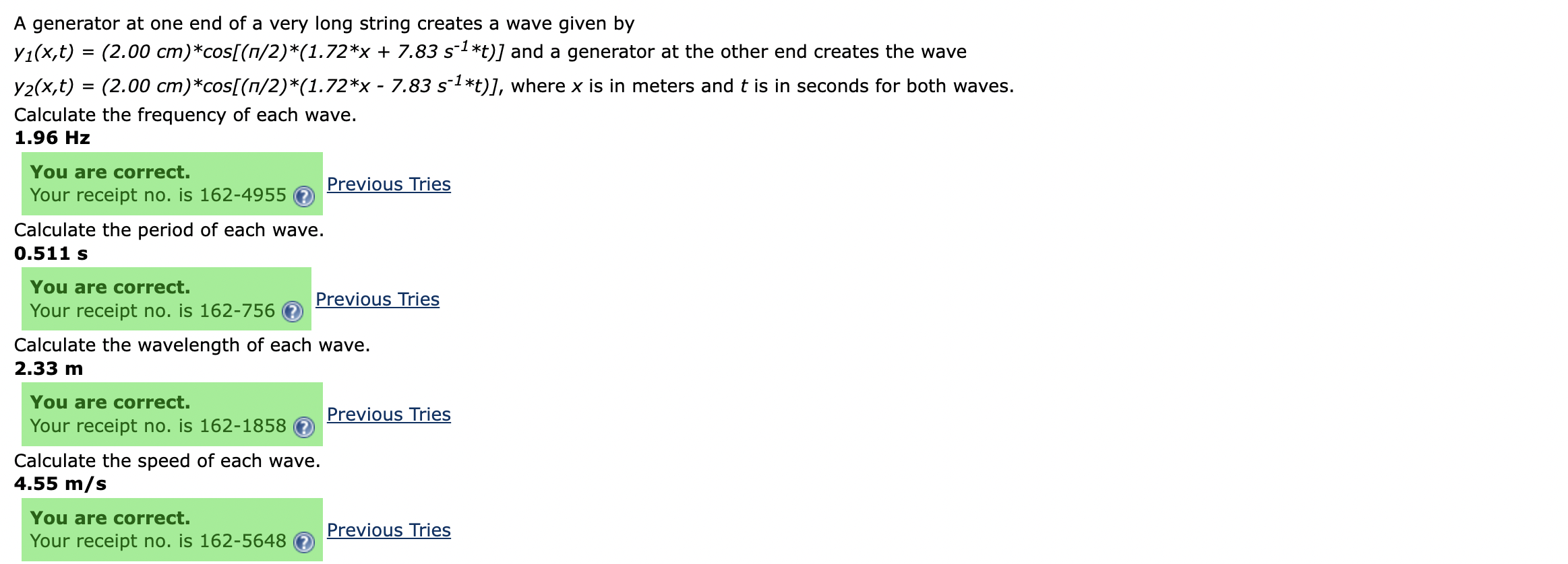 Solved A generator at one end of a very long string creates | Chegg.com