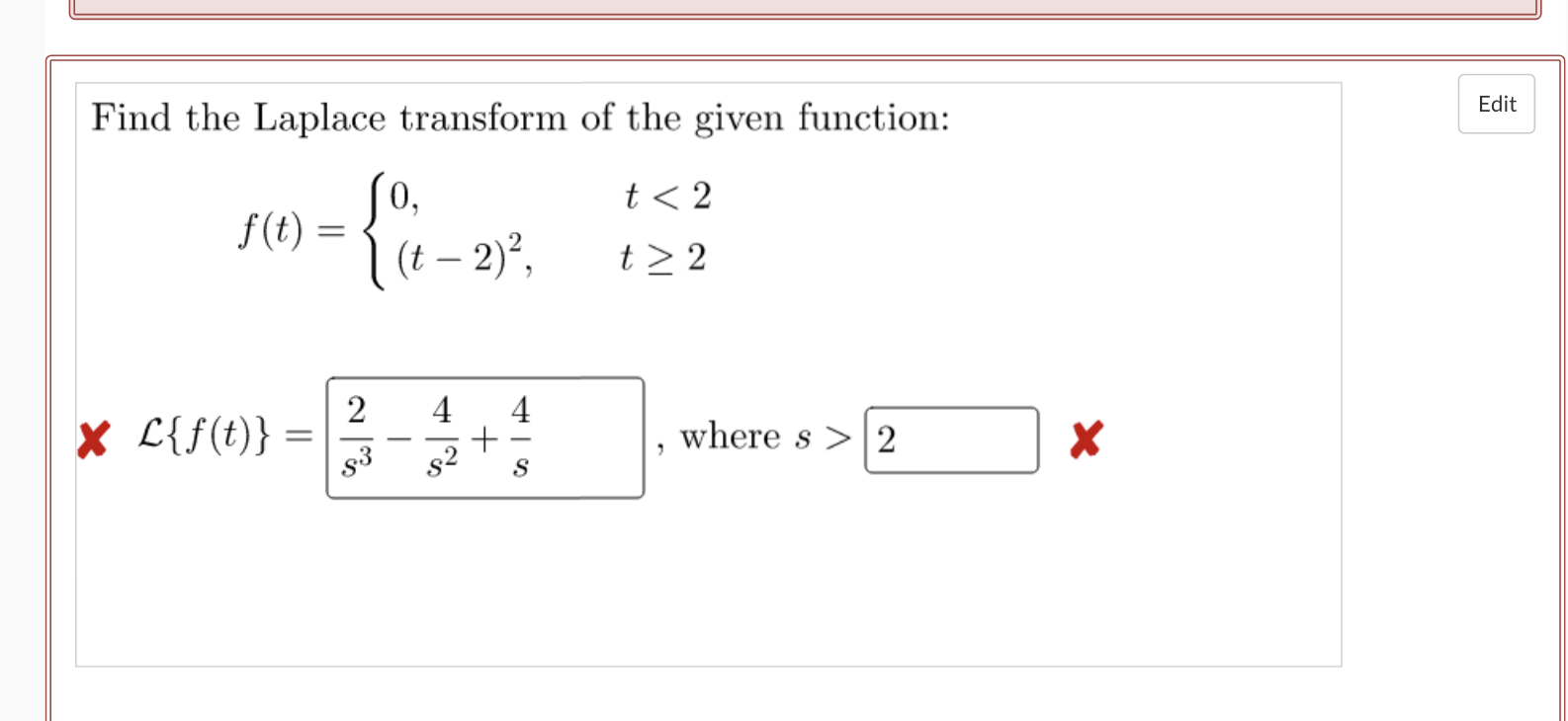 Solved Find the Laplace transform of the given function: | Chegg.com
