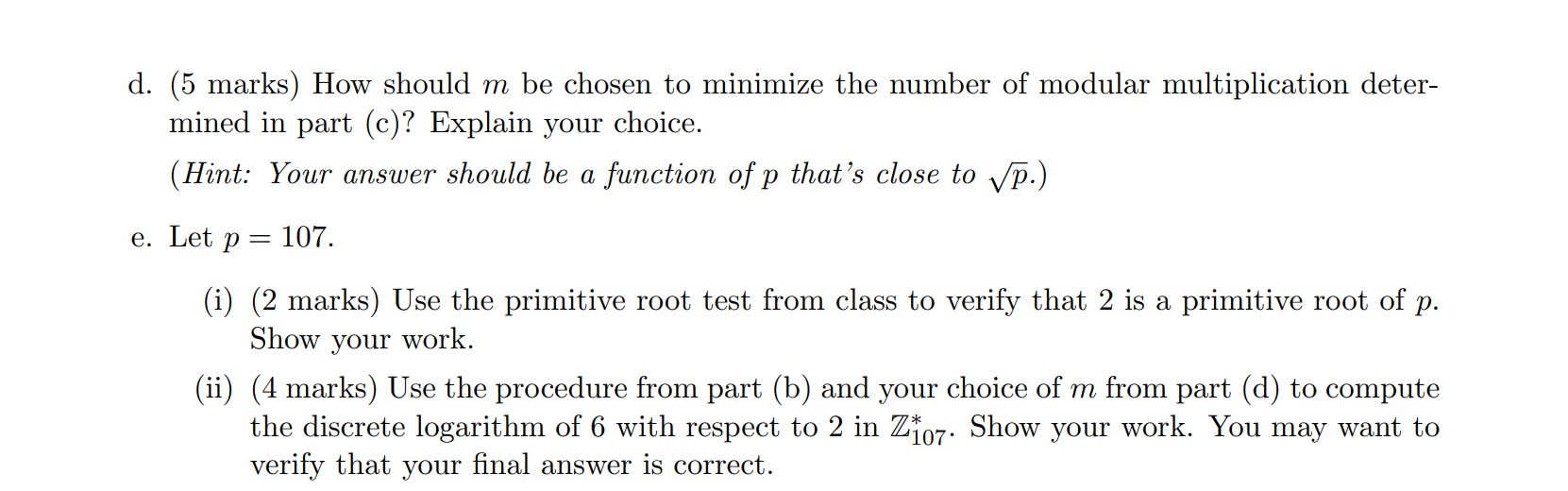 Let p be a large prime and g a fixed primitive root | Chegg.com