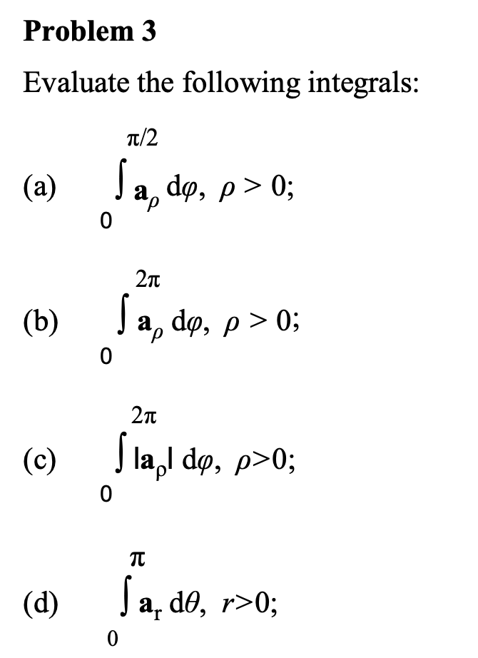 Solved Problem 3 Evaluate the following integrals: 7/2 (a) | Chegg.com