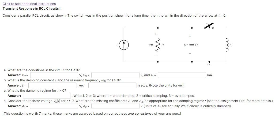 Solved Consider a parallel RCL circuit, as shown. The switch | Chegg.com
