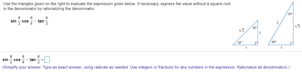 Solved Use the triangles given on the right to evaluate the | Chegg.com