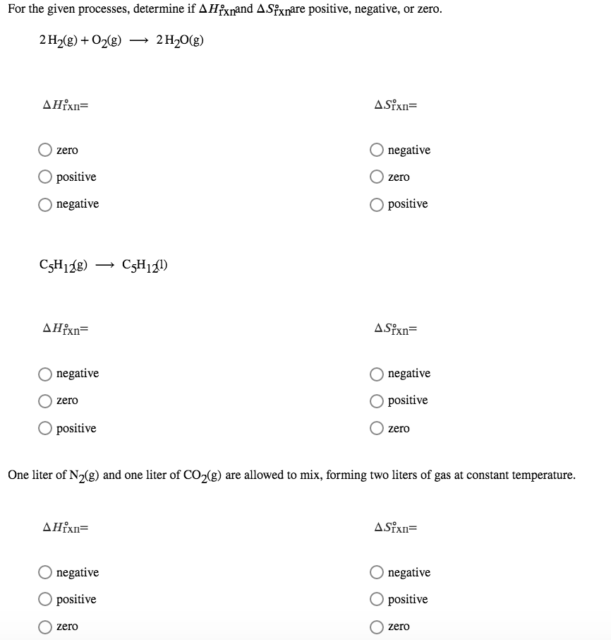 Solved For the given processes, determine if AHfxnand | Chegg.com
