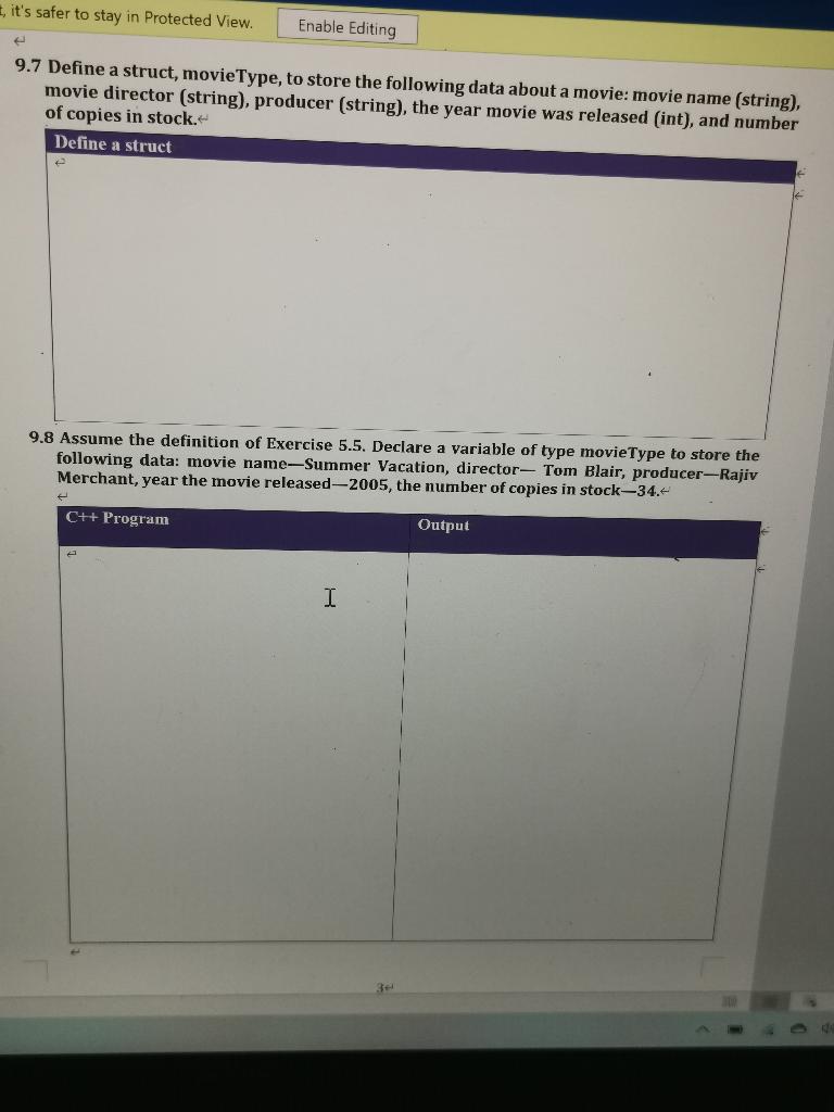 Solved View Enable Editing 9.5 Define a struct, | Chegg.com