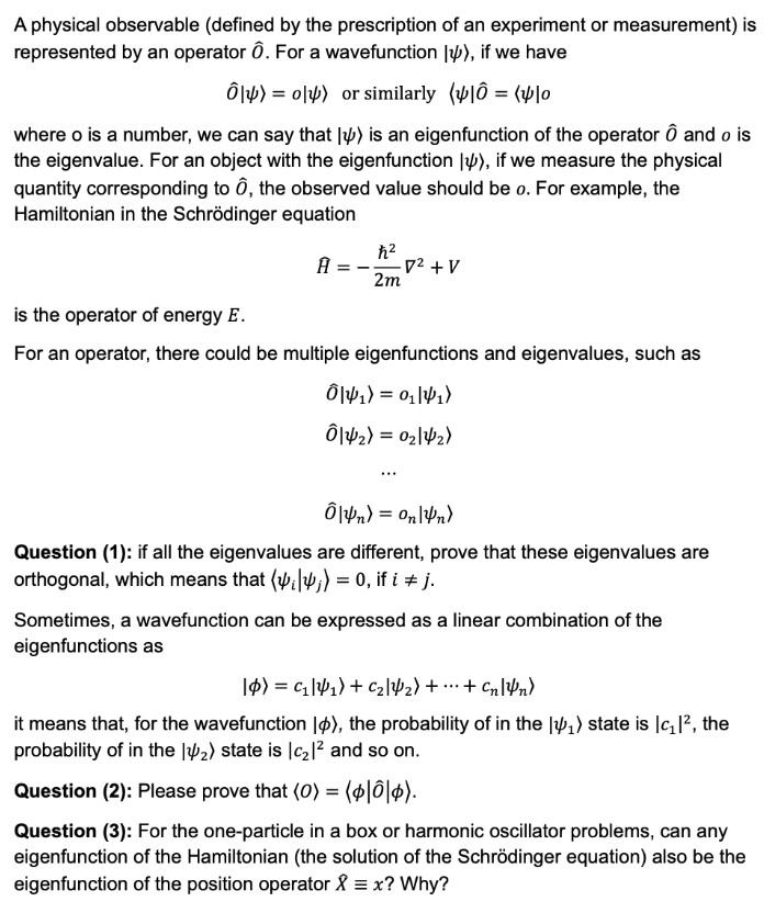 Solved A physical observable (defined by the prescription of | Chegg.com
