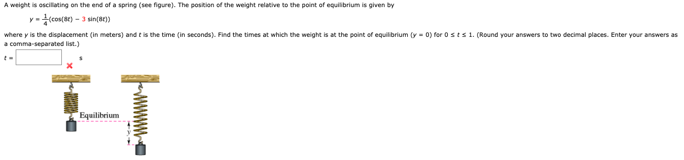 Solved A weight is oscillating on the end of a spring (see | Chegg.com