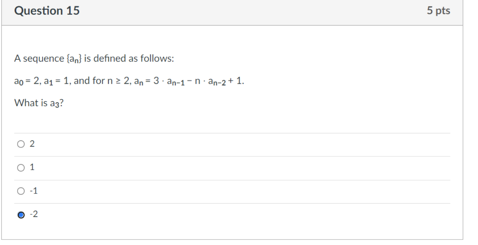Solved A sequence {an} is defined as follows: a0=2,a1=1, and | Chegg.com