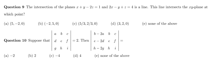Solved Question 9 The intersection of the planes x+y−2z=1 | Chegg.com
