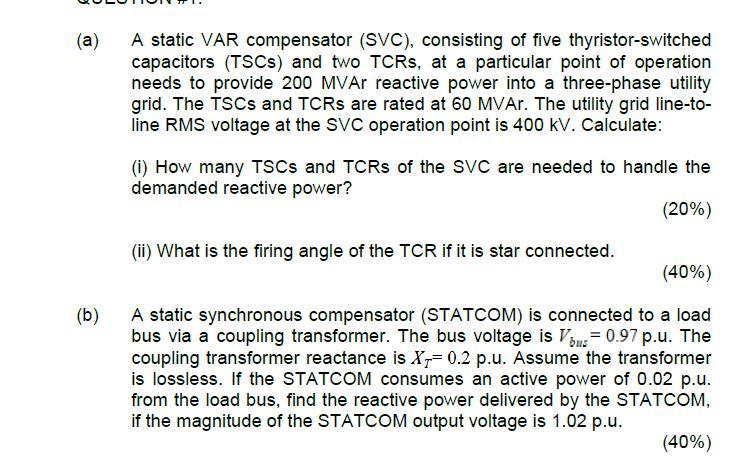 Solved (a) A static VAR compensator (SVC), consisting of | Chegg.com