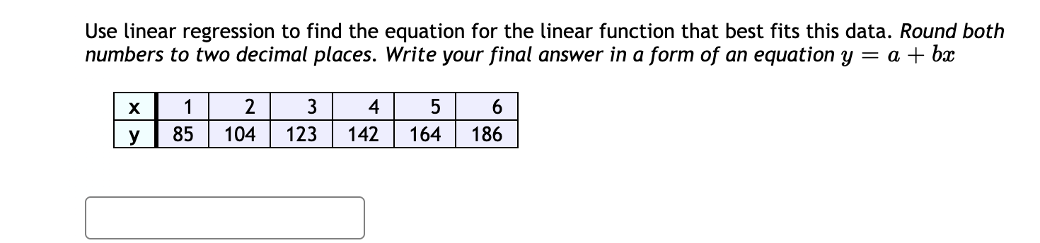 Solved Use linear regression to find the equation for the | Chegg.com