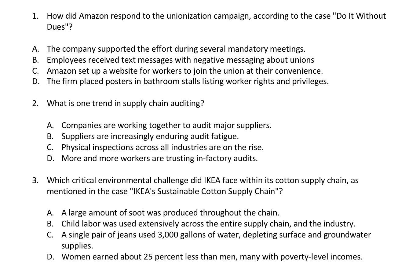 Solved 1. How did Amazon respond to the unionization | Chegg.com