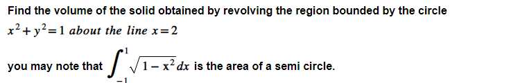 Solved Find the volume of the solid obtained by revolving | Chegg.com