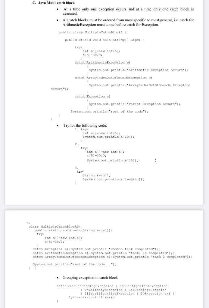 Solved - At a time only one exception occurs and at a time | Chegg.com