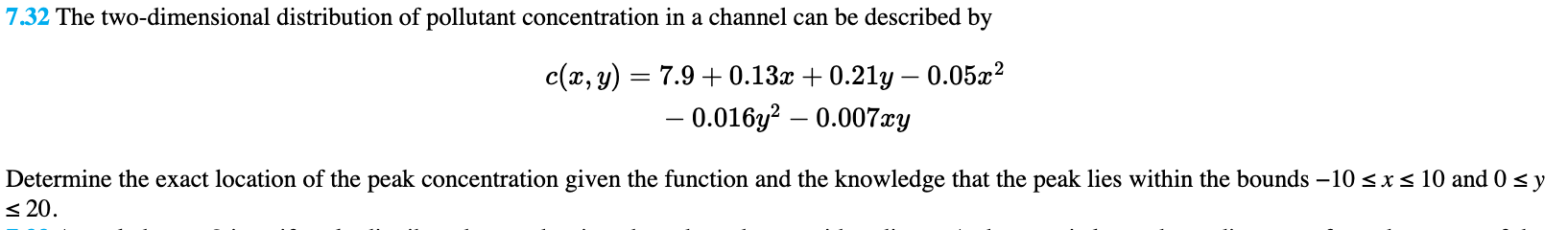 Solved 7.32 The two-dimensional distribution of pollutant | Chegg.com