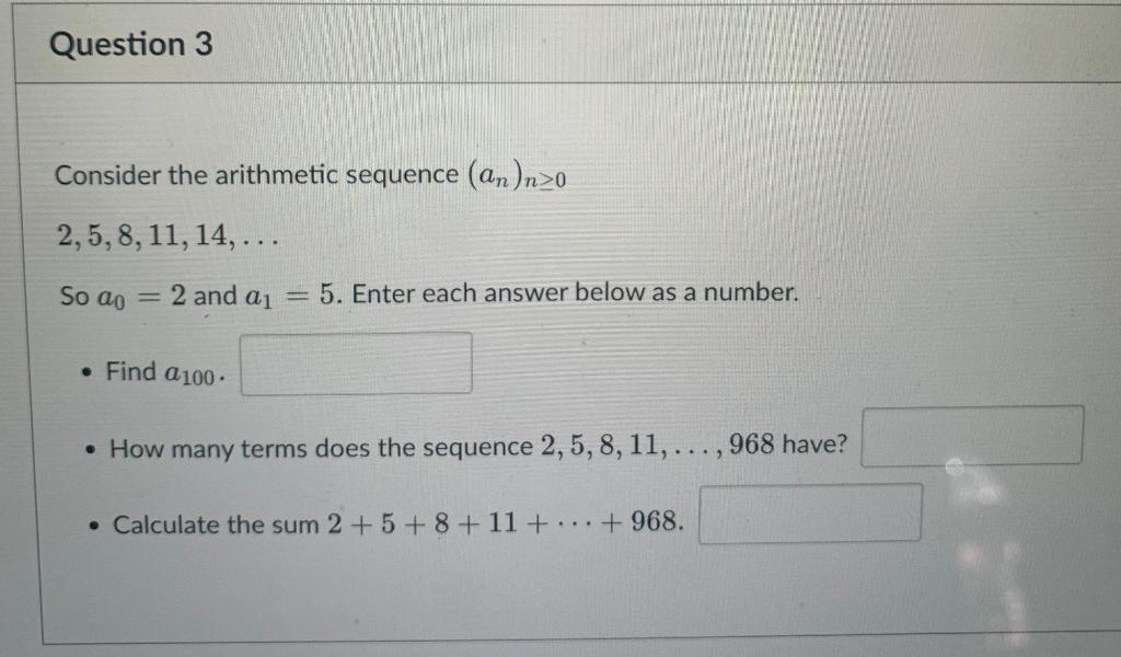 Solved Consider the arithmetic sequence (an)n≥0 | Chegg.com