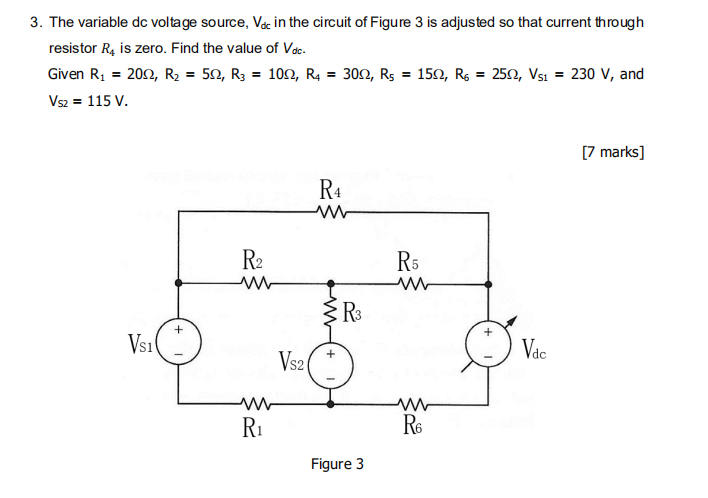 Solved The variable dc voltage source, Vdc in the circuit of | Chegg.com