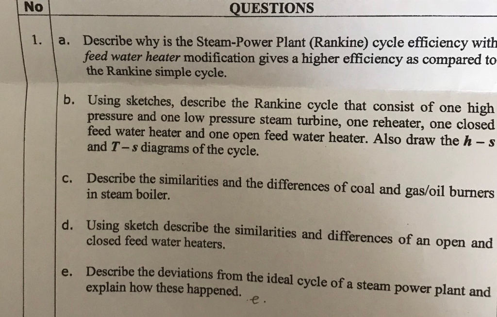 Solved No QUESTIONS 1. a. Describe why is the Steam-Power | Chegg.com