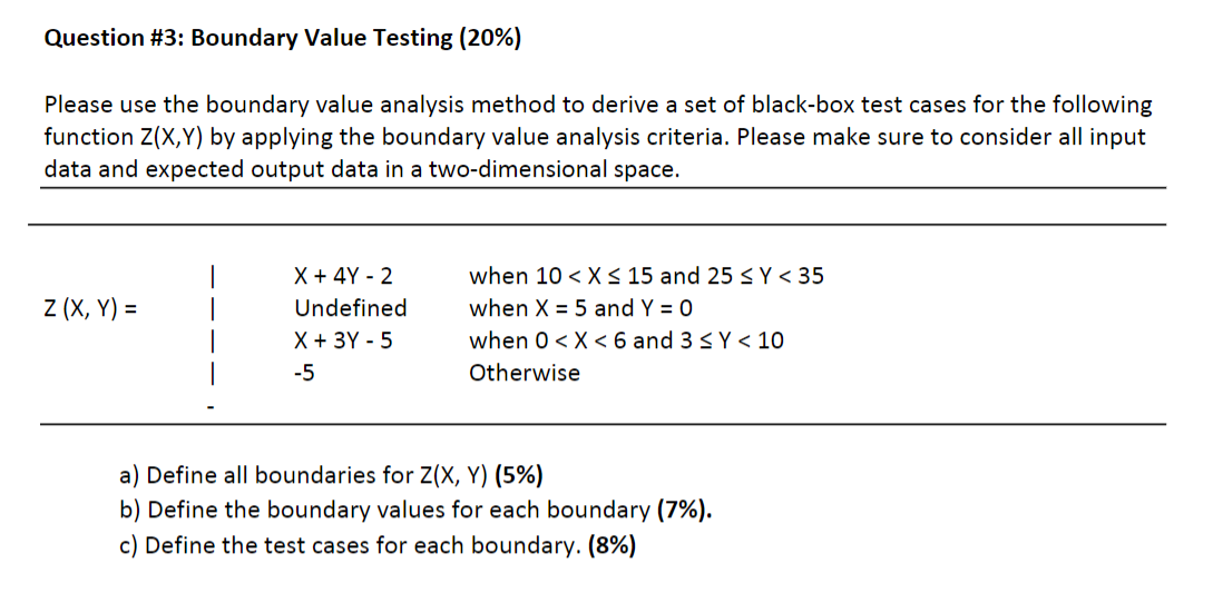 Solved Question 3 Boundary Value Testing 20 Please Use 