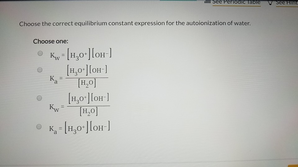 Solved Choose the correct equilibrium constant expression | Chegg.com