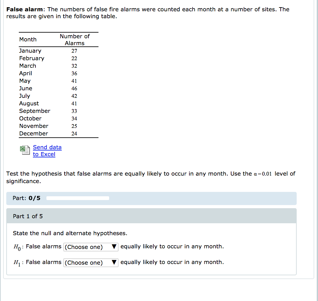 Solved False alarm: The numbers of false fire alarms were | Chegg.com
