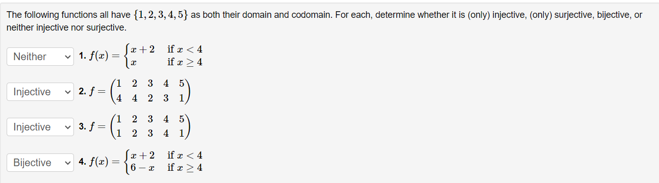Solved The following functions all have {1,2,3,4,5} ﻿as both | Chegg.com