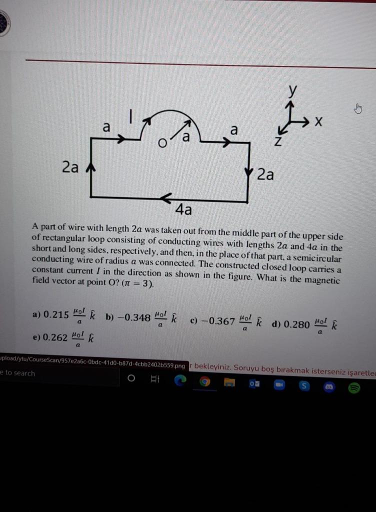 Solved a a 2a 2a 4a A part of wire with length 2a was taken | Chegg.com