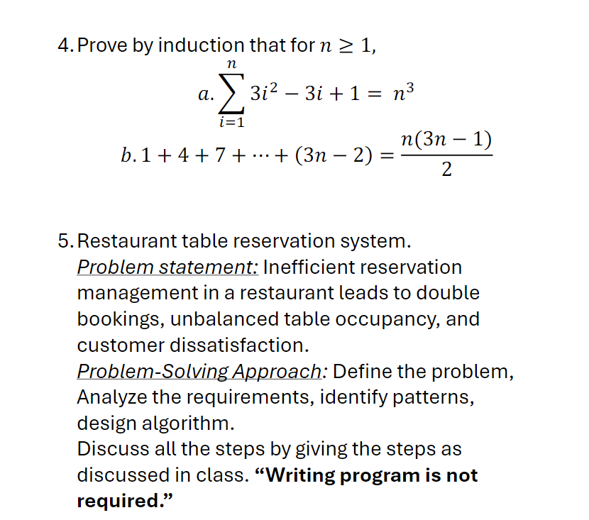 Solved Prove by induction that for n≥1, ﻿a. ∑i=1n3i2-3i+1=n3 | Chegg.com
