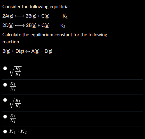 Solved Consider the following equilibria: 2A(g) 2B(g) + C(g) | Chegg.com