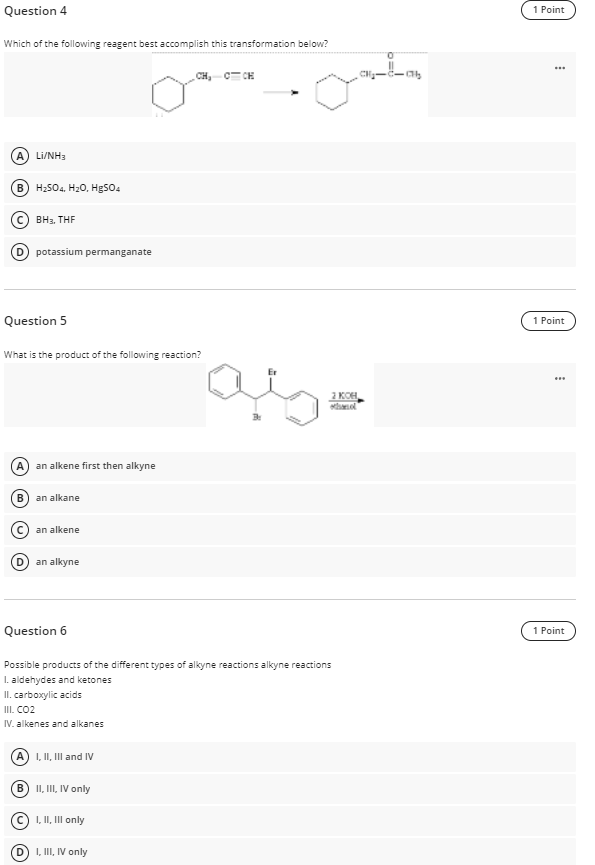Solved Question 4 1 Point Which of the following reagent | Chegg.com