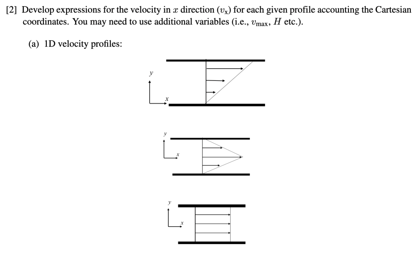 Solved [2] Develop expressions for the velocity in x | Chegg.com