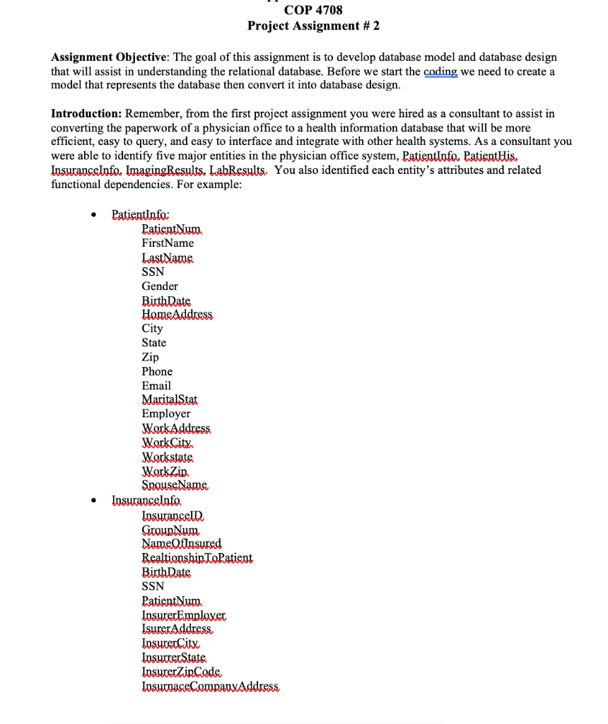 Solved COP 4708 Project Assignment \# 2 Assignment | Chegg.com