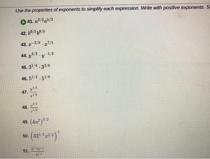 Solved Use the properties of exponents to simplify each | Chegg.com