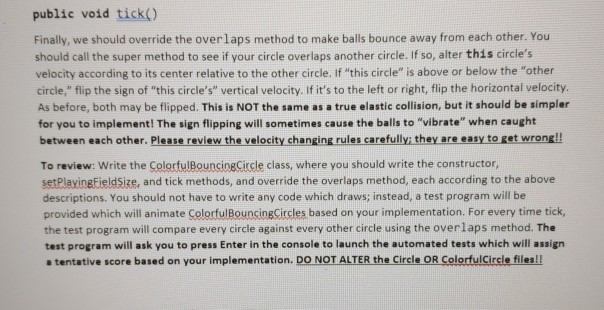 Solved CS 142 Assignments Colorful Bouncing Circle In class, | Chegg.com
