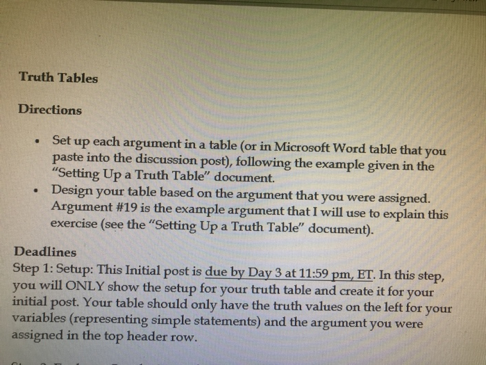 Solved Truth Tables Directions Set up each argument in a | Chegg.com