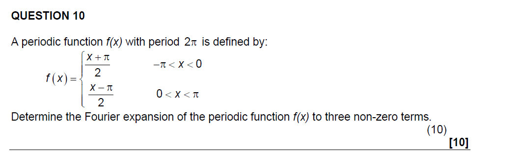 Solved QUESTION 10A periodic function f(x) ﻿with period 2π | Chegg.com