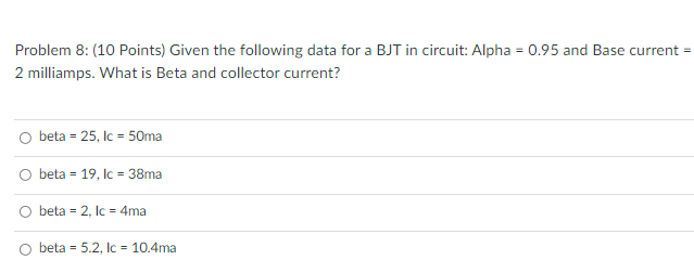 Solved Problem 8: (10 Points) Given the following data for a | Chegg.com