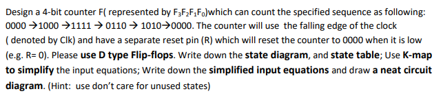 Solved Design a 4-bit counter F ( ﻿represented by | Chegg.com
