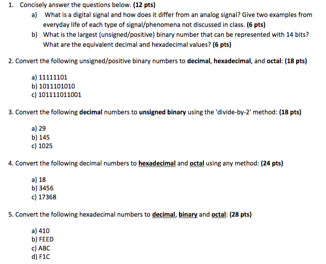 Solved 1. Concisely answer the questions below. (12 pts) a) | Chegg.com