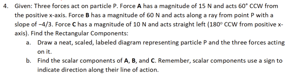 Solved Given: Three forces act on particle P. Force A has a | Chegg.com Solved Given: Three forces act on particle P. Force A has a | Chegg.com